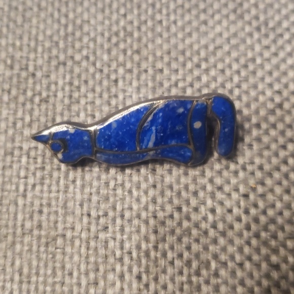Jewelry | Sterling And Blue Lapis Cat Pin | Poshmark